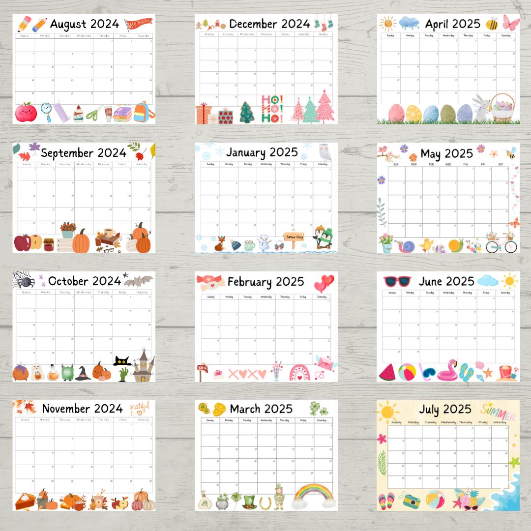 Editable 2024-2025 School Year Academic Calendar Printable, School ...