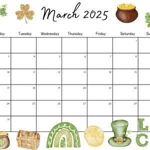 EDITABLE March 2025 Calendar Fillable Monthly Classroom Digital ...