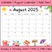 Editable August 2025 Calendar, Printable Fillable Digital Download ...