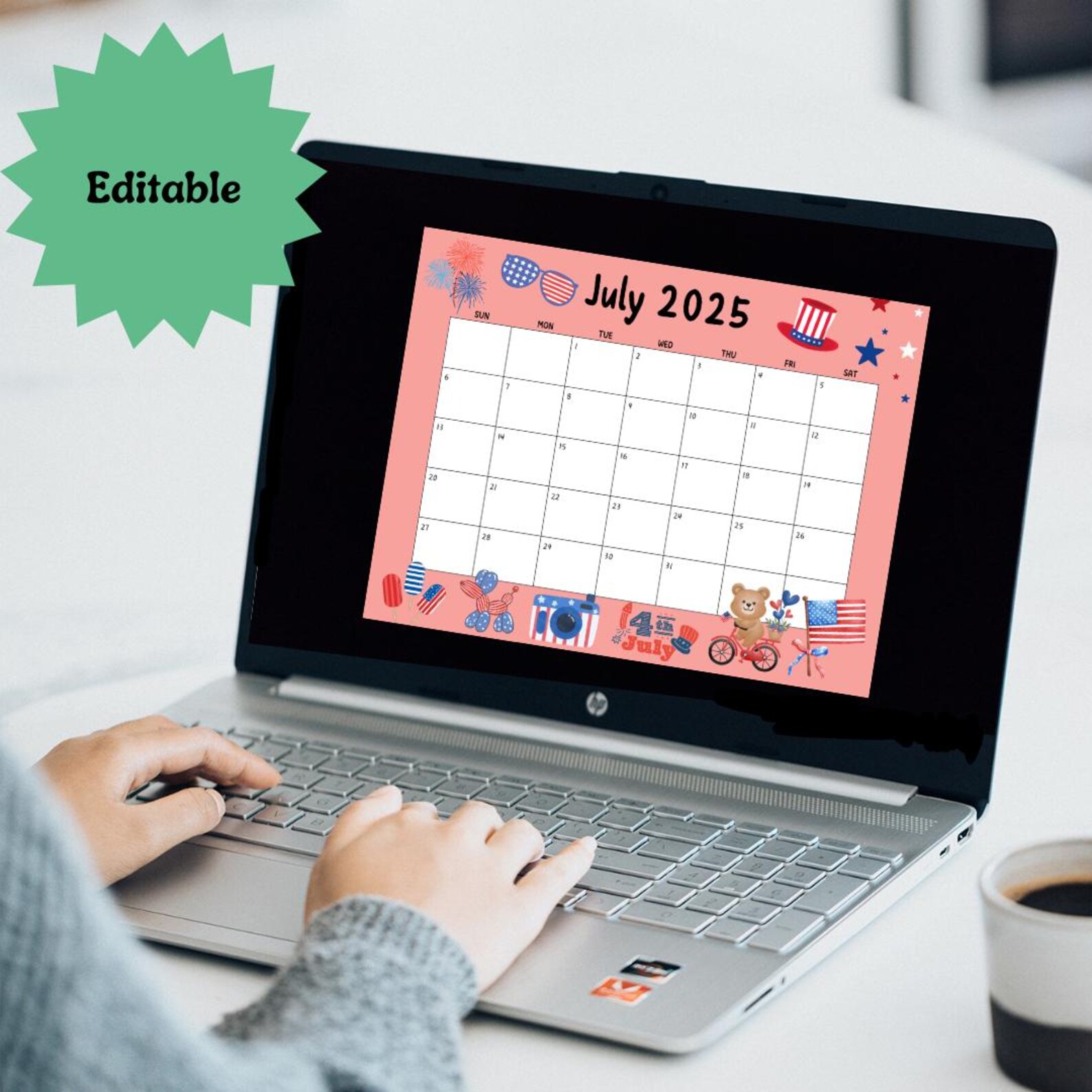 Editable July 2025 Calendar, Fillable Printable Planner Digital ...