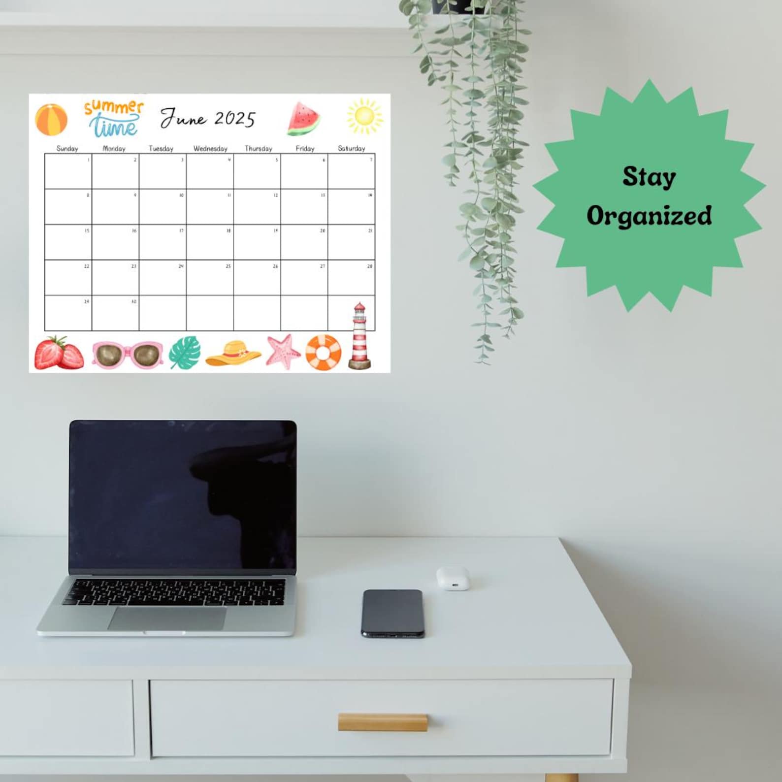 Editable June 2025 Calendar, Fillable Printable Wall Digital Download ...