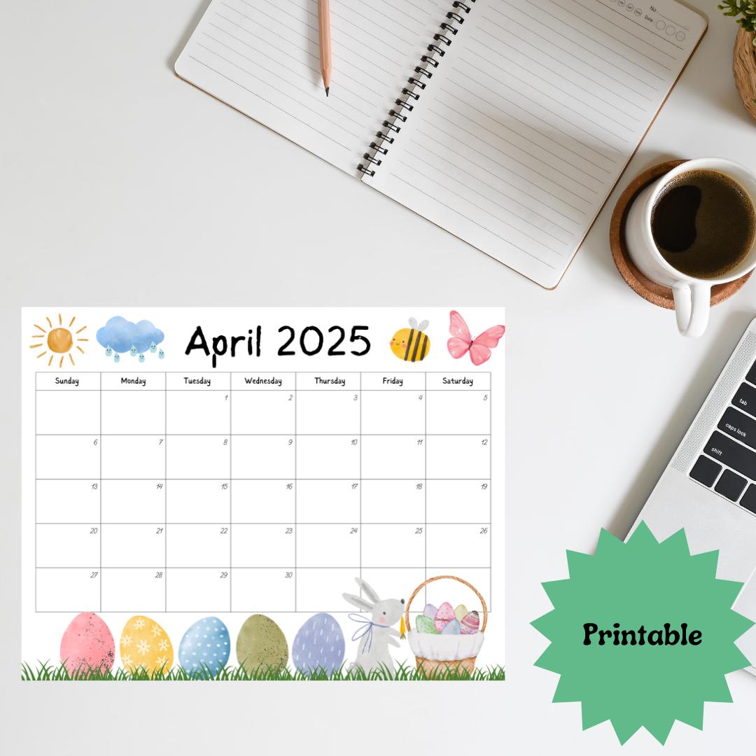 Editable April 2025 Calendar, Fillable Printable Activity Planner ...