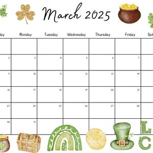 EDITABLE March 2025 Calendar Fillable Monthly Classroom Digital ...