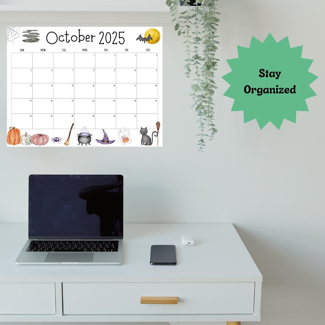 Editable October 2025 Calendar, Printable Fillable Digital Download ...