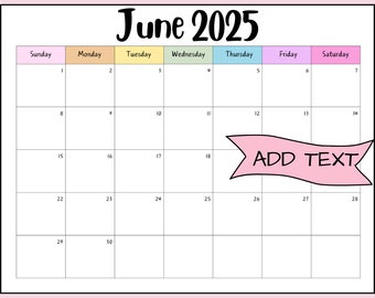 Editable August 2025 Calendar Printable Activity Planner, Rainbow ...