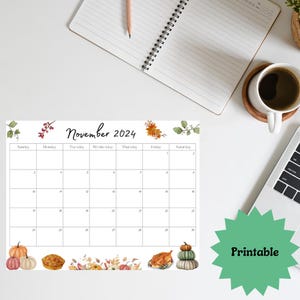 Editable November 2024 Calendar, Fillable Printable Digital Download ...