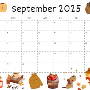 Editable September 2025 Calendar, Printable Fillable Digital Download ...