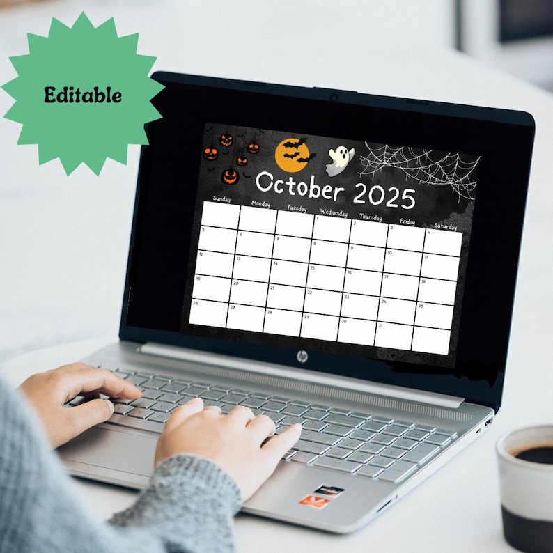 Editable October 2025 Calendar, Printable Fillable Digital Download ...