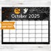 Editable October 2025 Calendar, Printable Fillable Digital Download ...