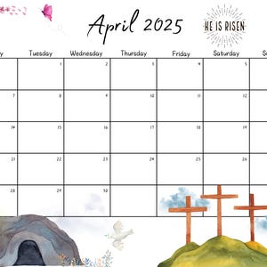 EDITABLE April 2025 Calendar, Easter Calendar, Activity Planner ...