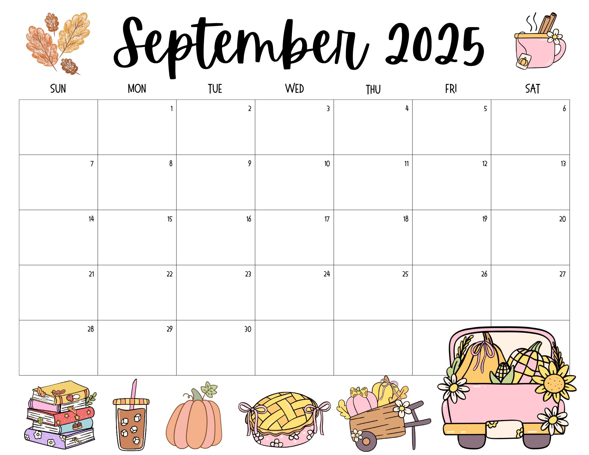 Editable September 2025 Calendar, Fillable Printable Digital Download ...