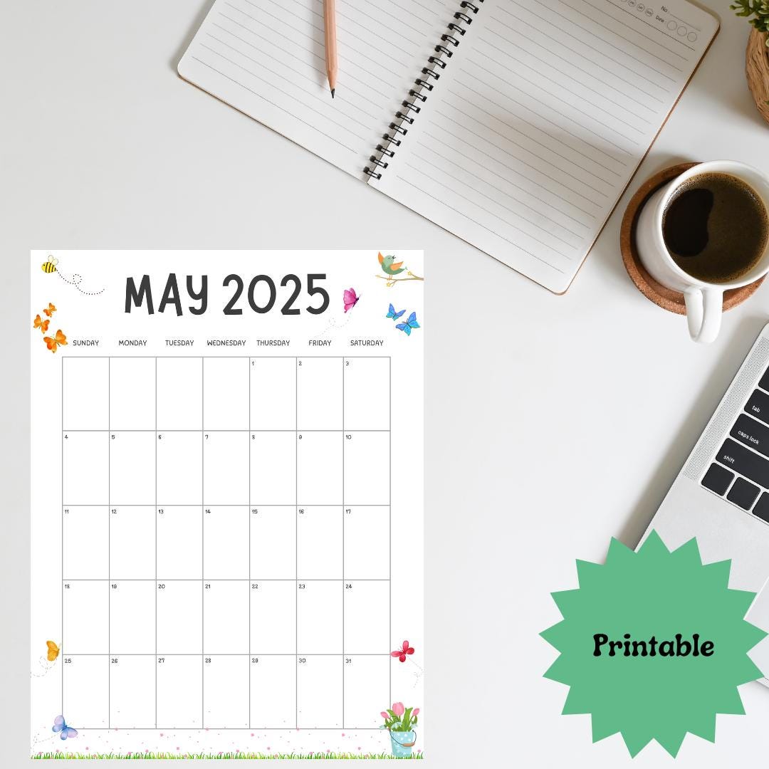 EDITABLE May 2025 Calendar, Printable Wall Calendar, Digital Download ...