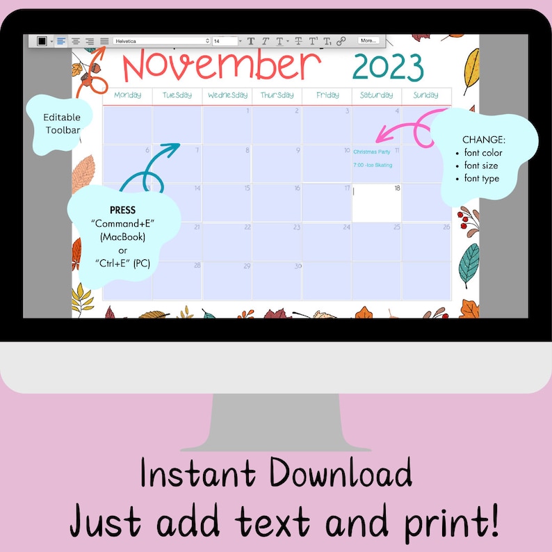 Editable October 2025 Calendar, Printable Fillable Digital Download ...