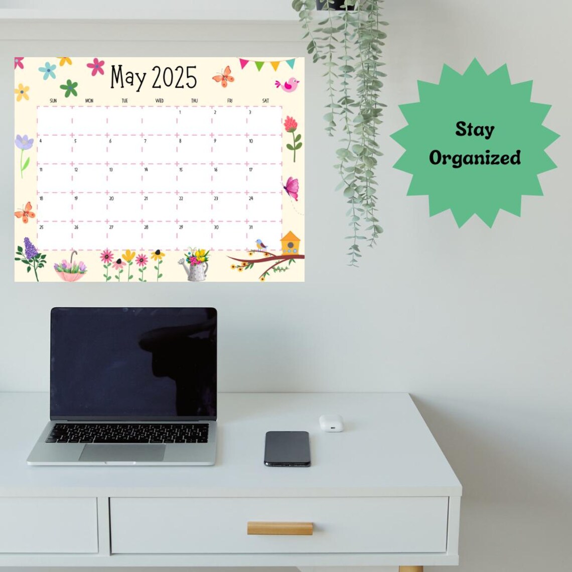 Editable May 2025 Calendar, Printable Wall Calendar, Digital Download ...
