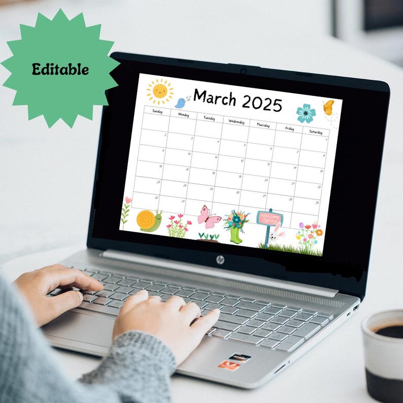 EDITABLE March 2025 Calendar Fillable Monthly Classroom Digital ...