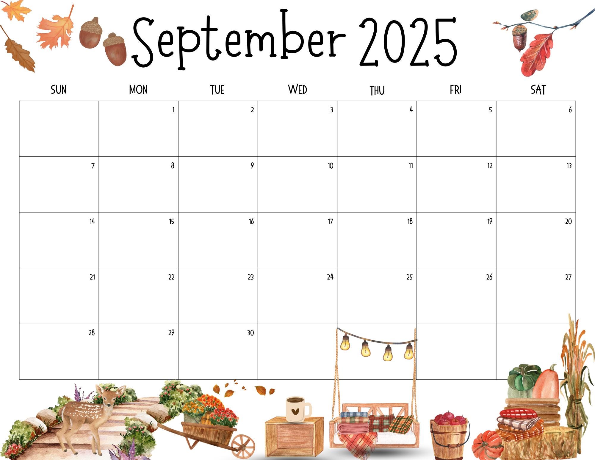 Editable September 2025 Calendar, Fillable Printable Digital Download ...
