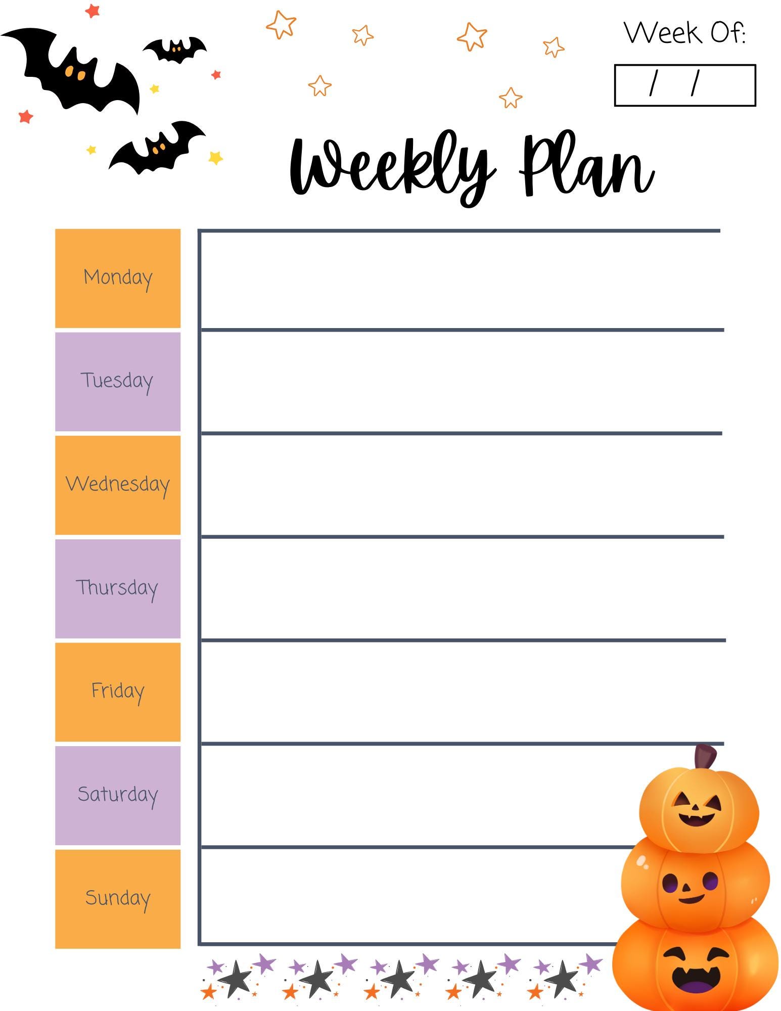 Weekly Planner Editable, October Printable Calendar, Instant Download ...