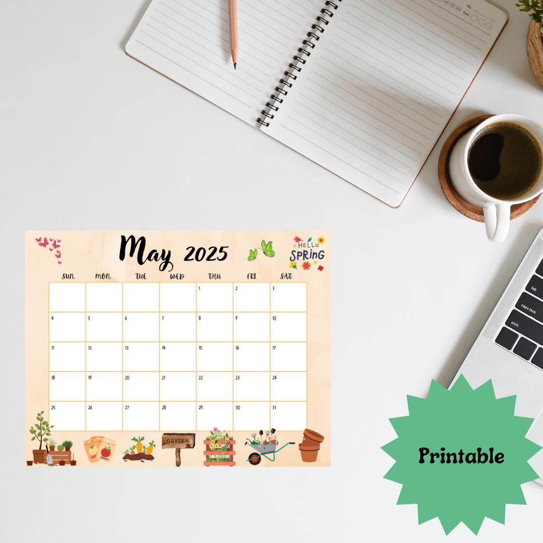 EDITABLE May 2025 Calendar, Printable Wall Calendar, Digital Download ...