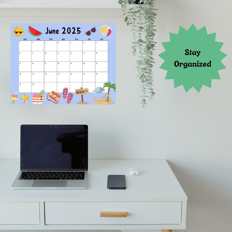 Editable June 2025 Calendar, Fillable Printable Wall Digital Download ...