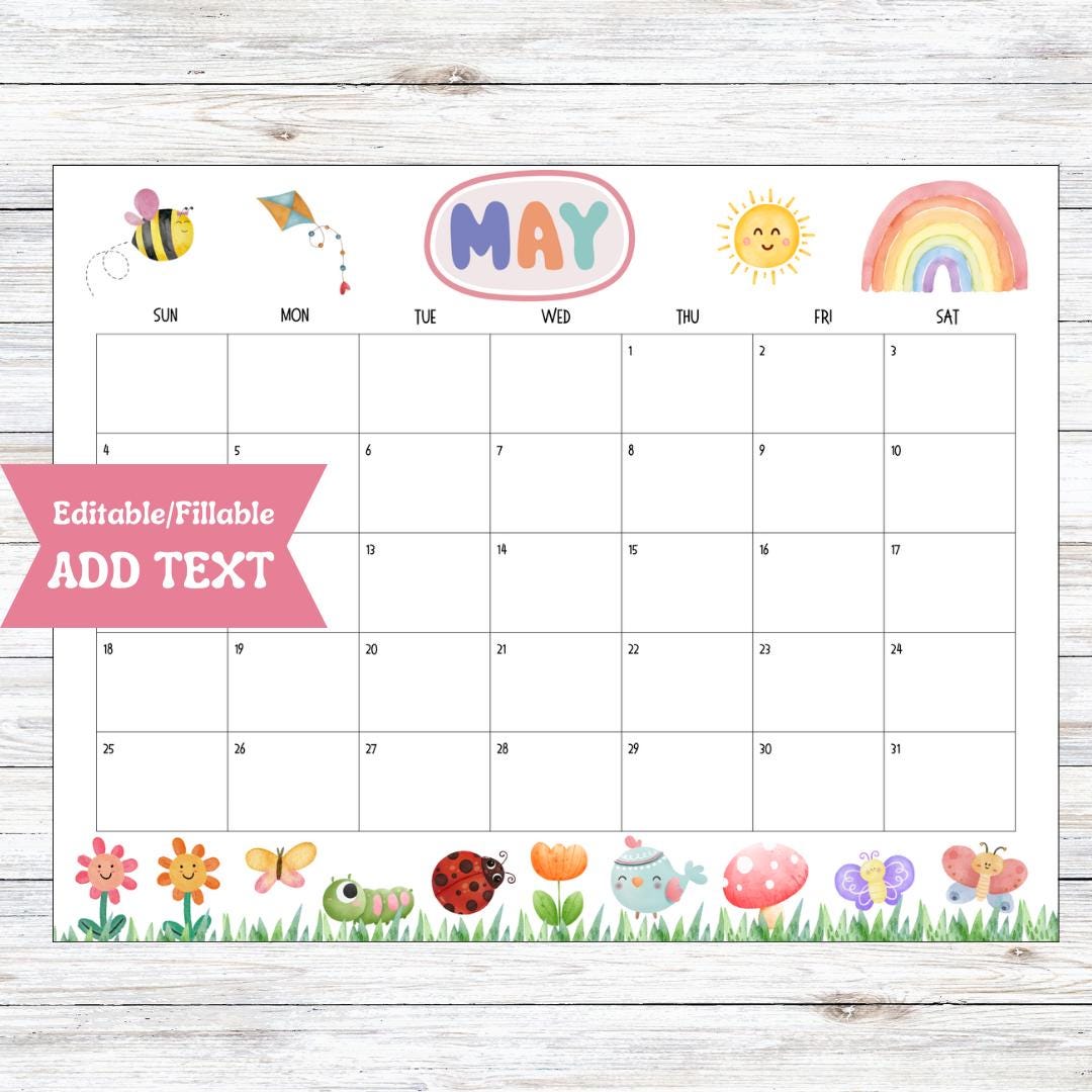EDITABLE May 2025 Calendar, Printable Wall Calendar, Digital Download ...