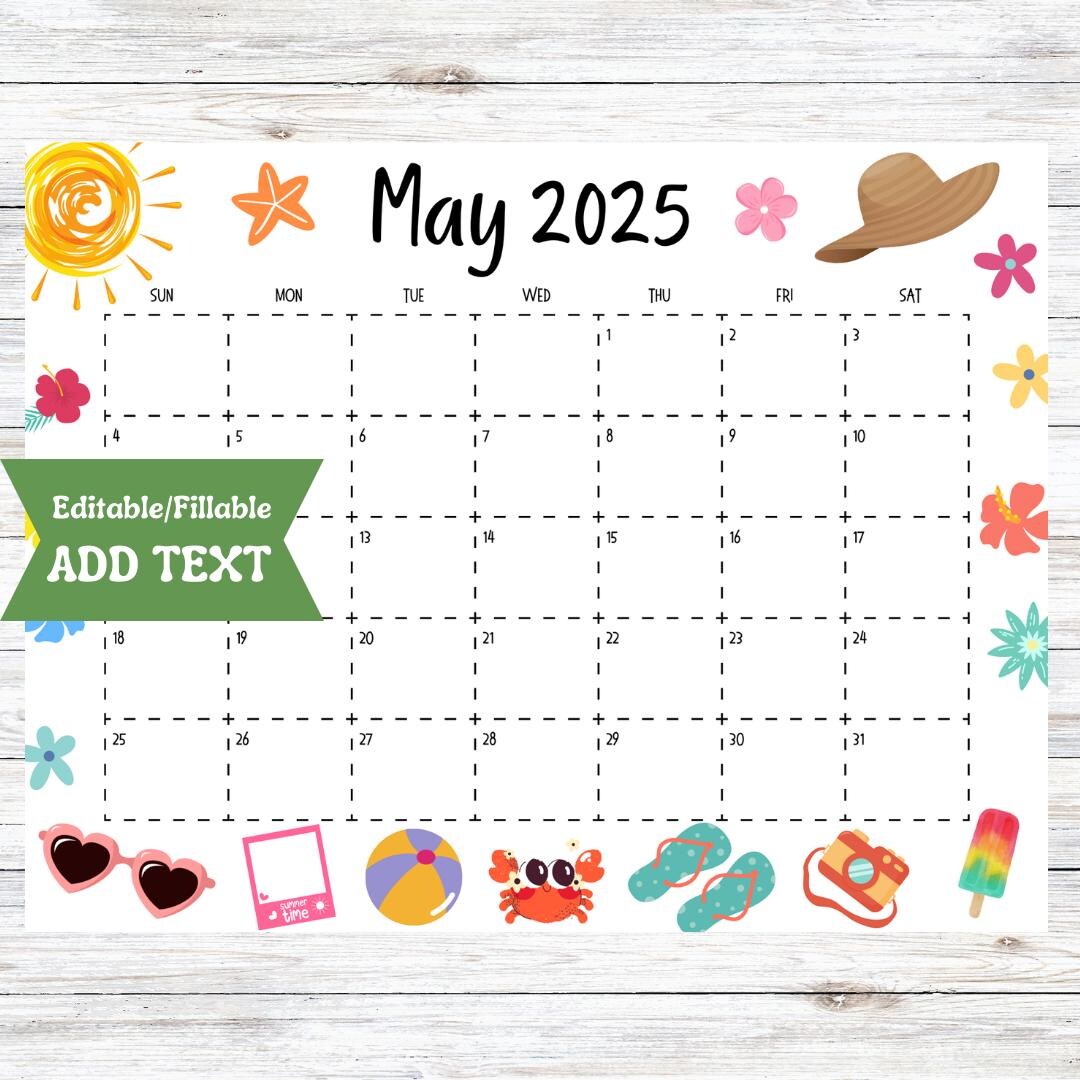 EDITABLE May 2025 Calendar, Printable Wall Calendar, Digital Download ...