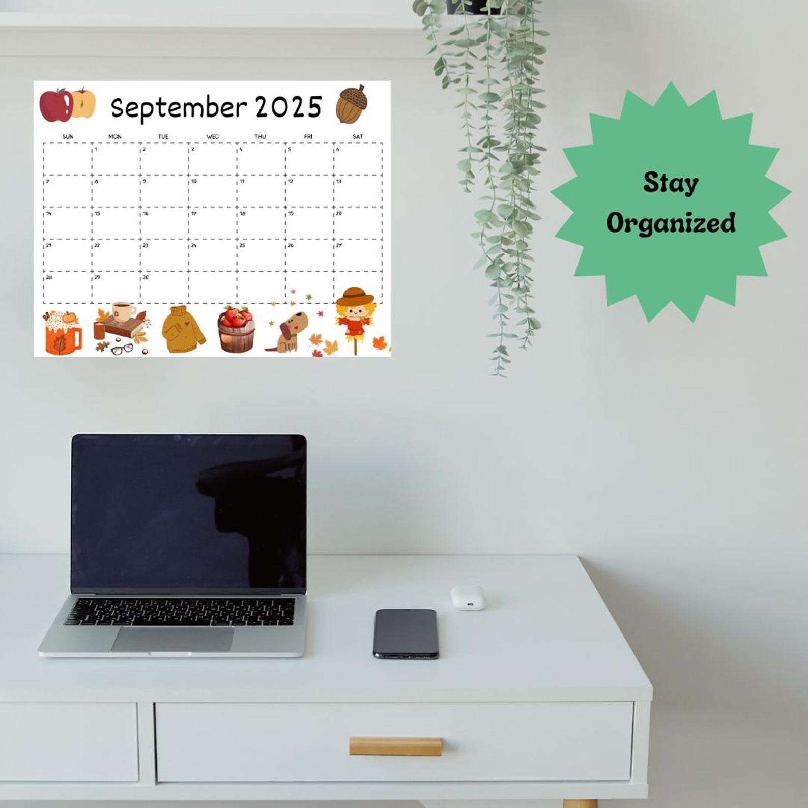 Editable September 2025 Calendar, Printable Fillable Digital Download ...