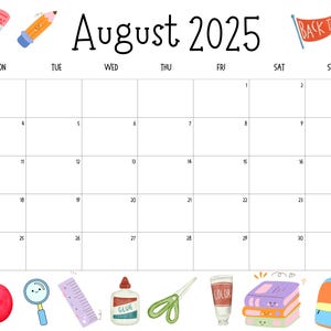 Editable August 2025 Calendar, Fillable Printable Digital Download ...