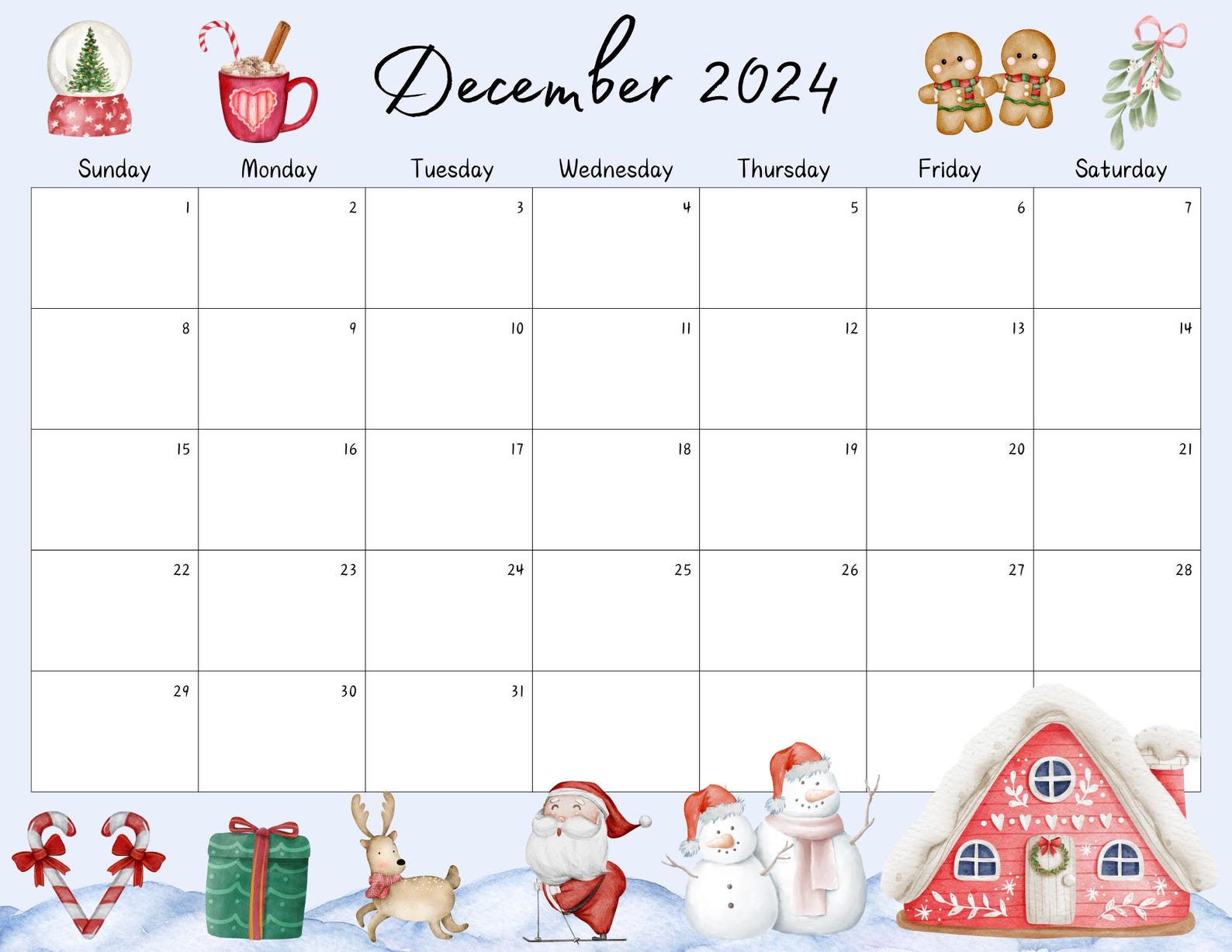 Editable December 2024 Calendar, Christmas Countdown, Fillable ...
