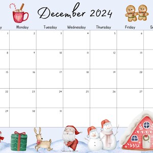 Editable December 2024 Calendar, Christmas Countdown, Fillable ...