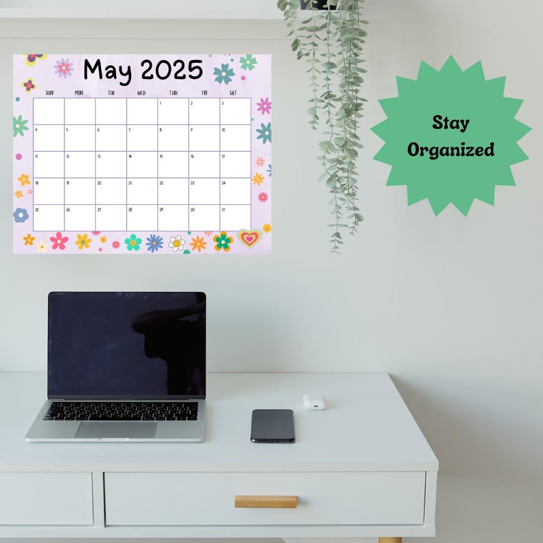 EDITABLE May 2025 Calendar, Printable Wall Calendar, Digital Download ...