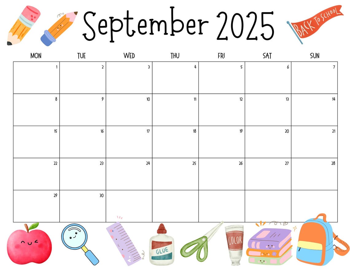 Editable September 2025 Calendar, Fillable Printable Digital Download ...