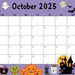 Editable October 2025 Calendar, Printable Fillable Digital Download ...