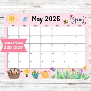 Editable May 2025 Calendar Printable Activity Planner, Cute Spring ...