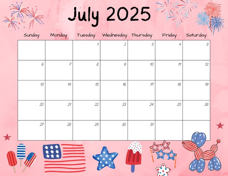 Editable July 2025 Calendar, Fillable Printable Planner Digital ...