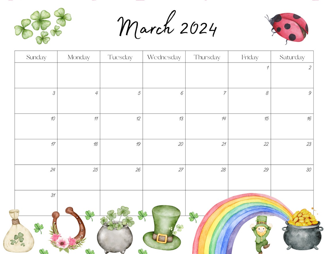 Editable March 2024 Calendar Printable, Activity Planner, Classroom ...