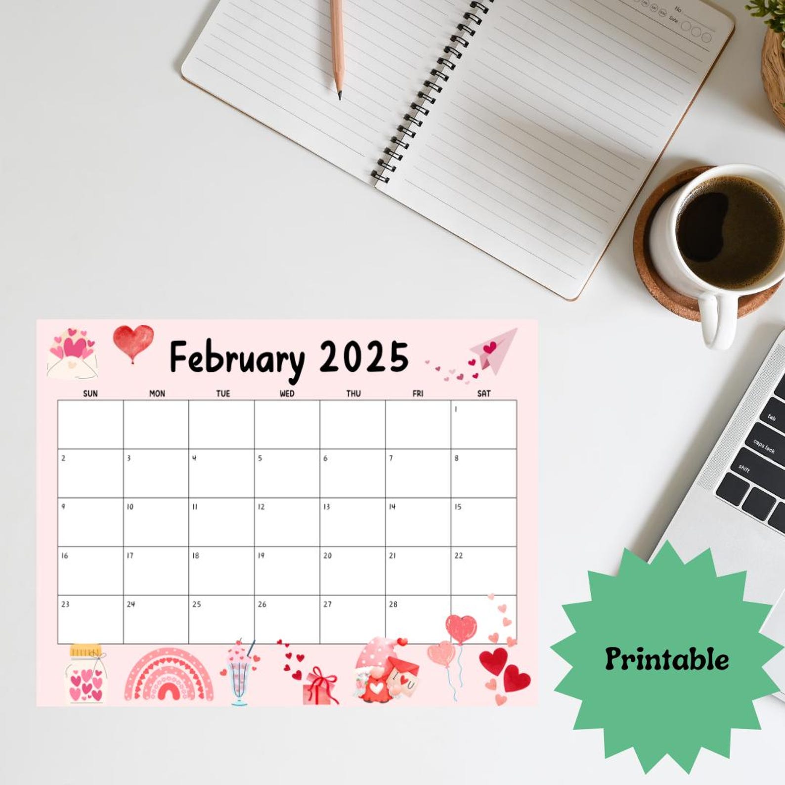 Editable February 2025 Calendar Printable, Activity Planner, Classroom ...