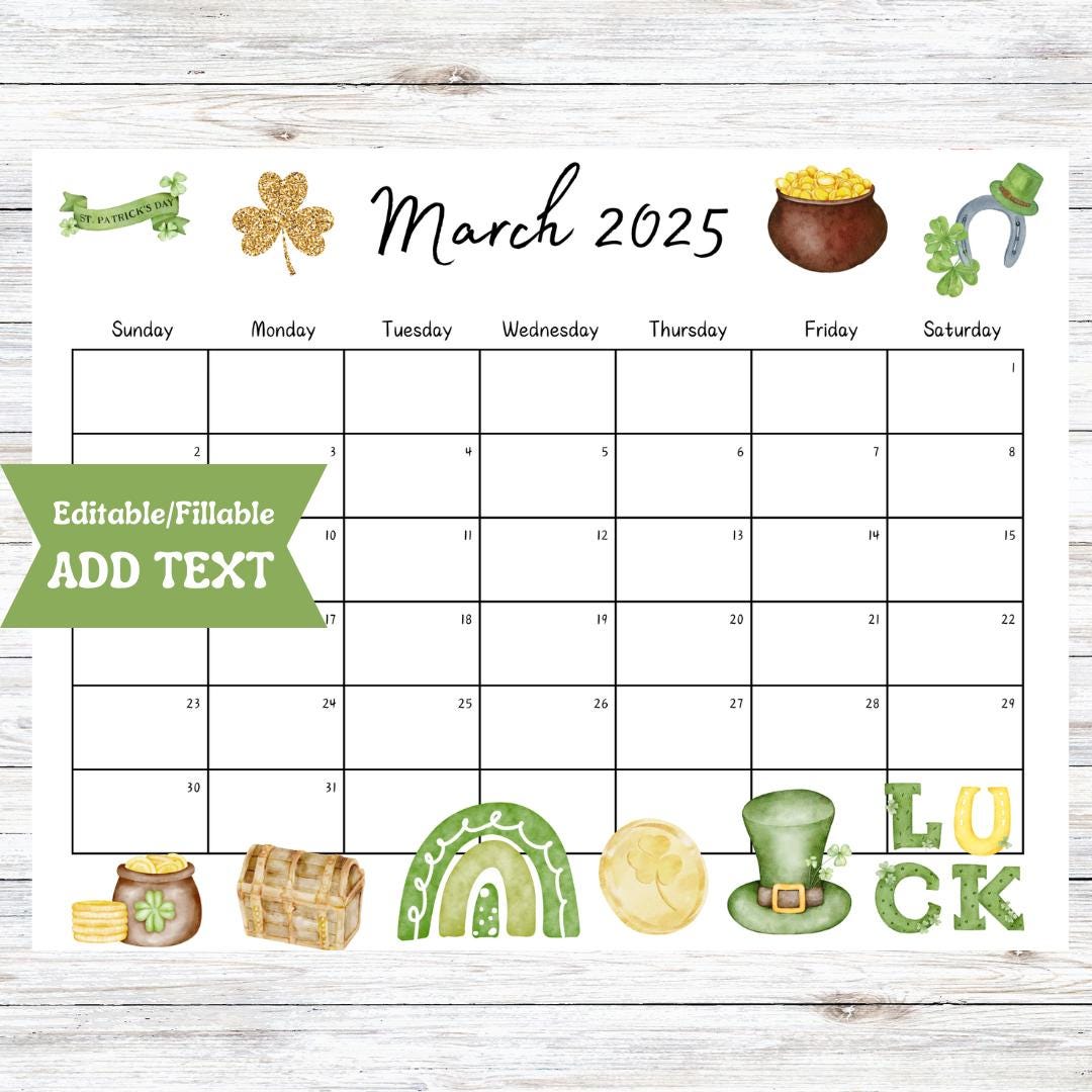 EDITABLE March 2025 Calendar Fillable Monthly Classroom Digital ...
