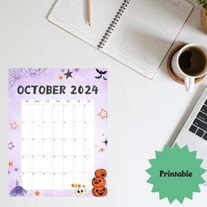 Editable October 2024 Calendar, Spooky 2024 Digital Download, Printable ...