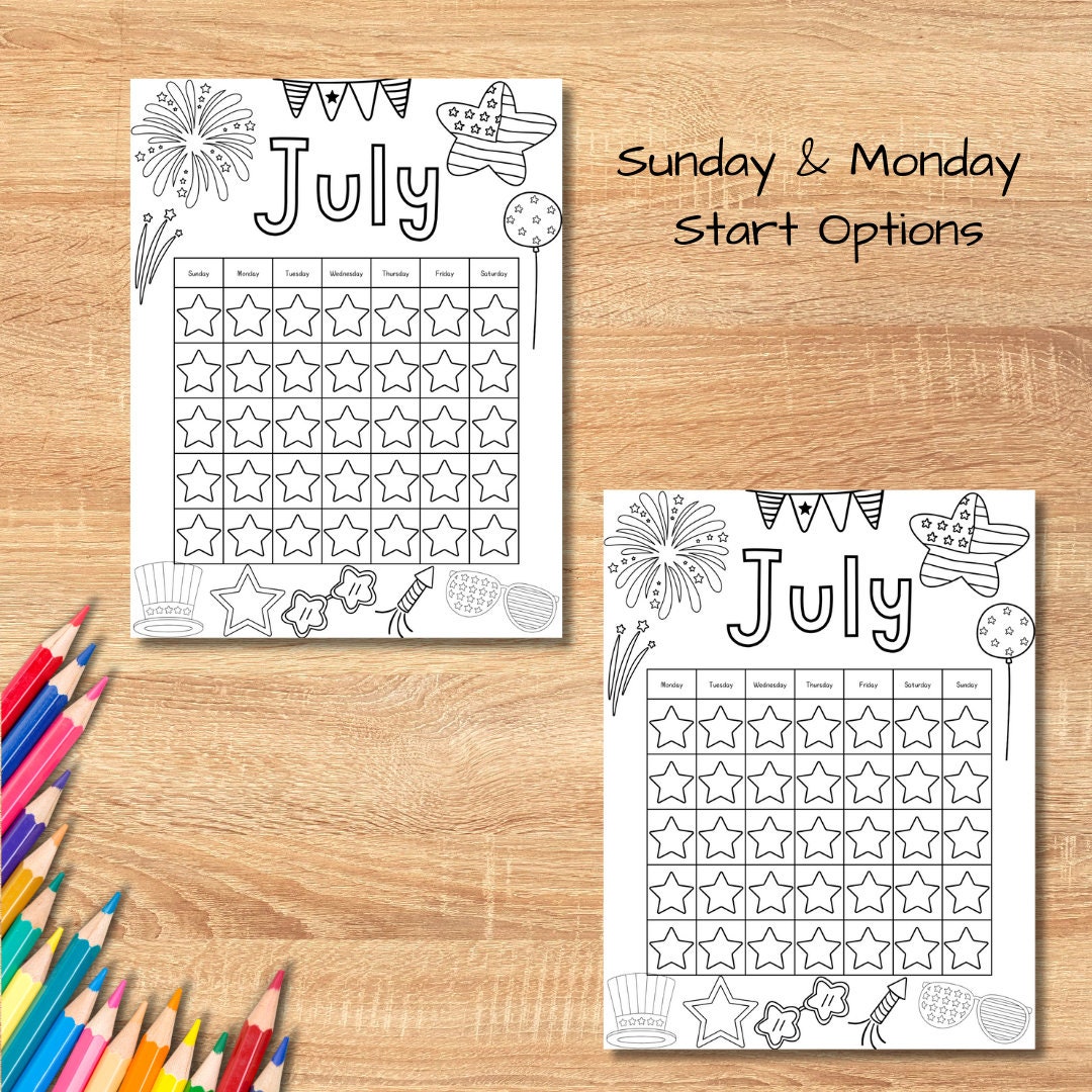 Printable Kids Summer Reading Coloring Calendar, Undated 3-month ...