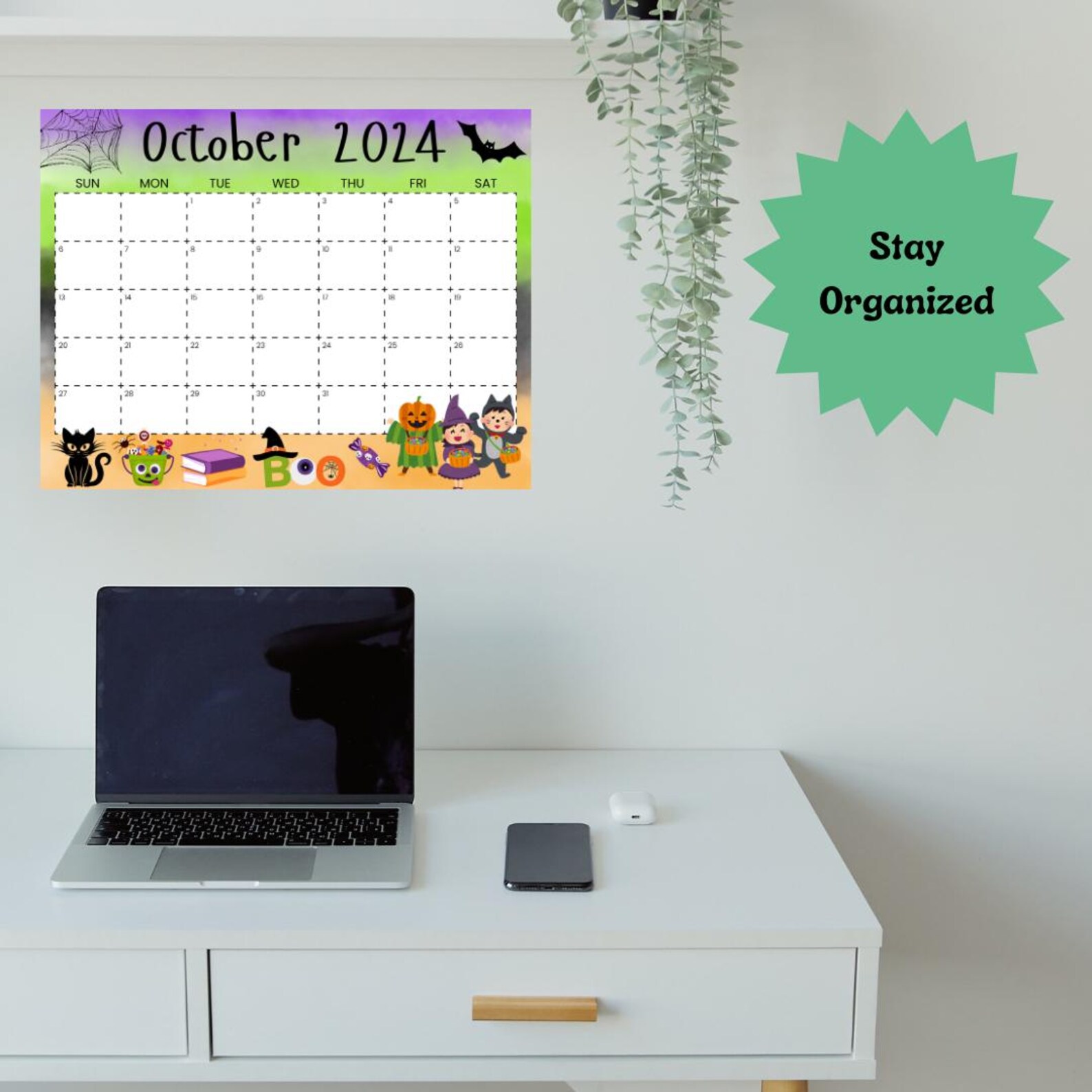 Editable October 2024 Calendar, Fall Autumn Digital Download, Printable ...