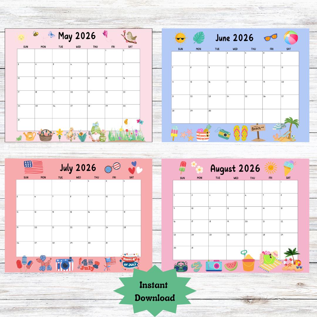 Editable 2026 Yearly Calendar Bundle, Printable Fillable Calendar Whole ...