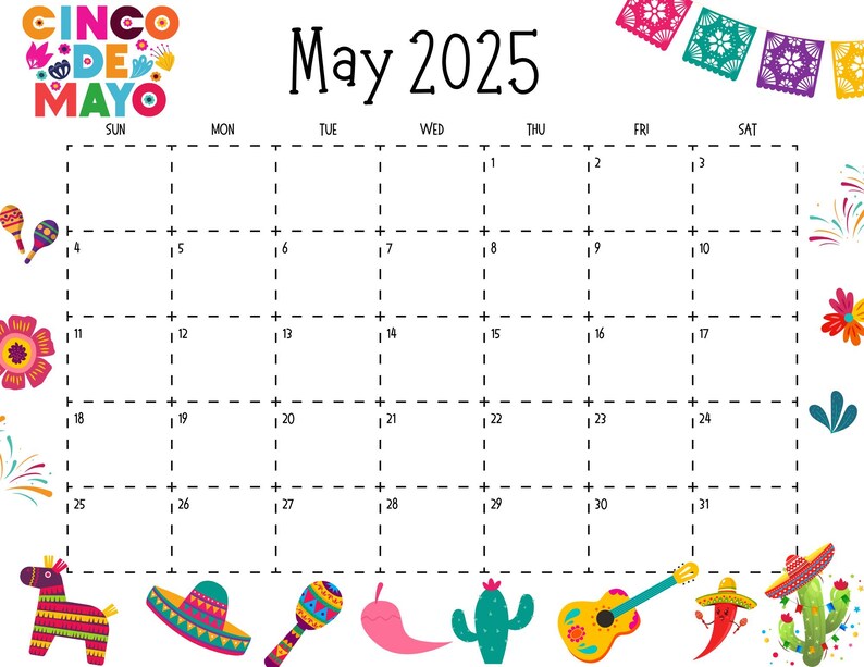 EDITABLE May 2025 Calendar, Printable Wall Organizer, Digital Download ...
