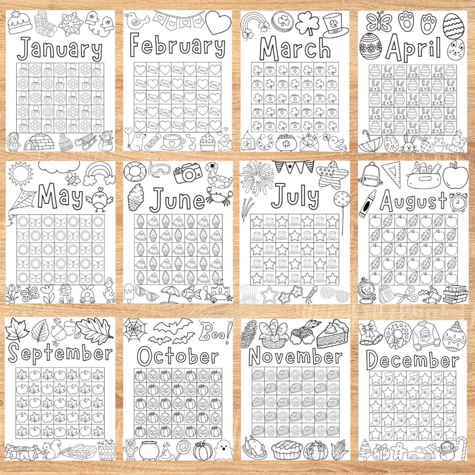 Reading Log Printable, Monthly Reading Tracker, Themed Kids Calendar ...