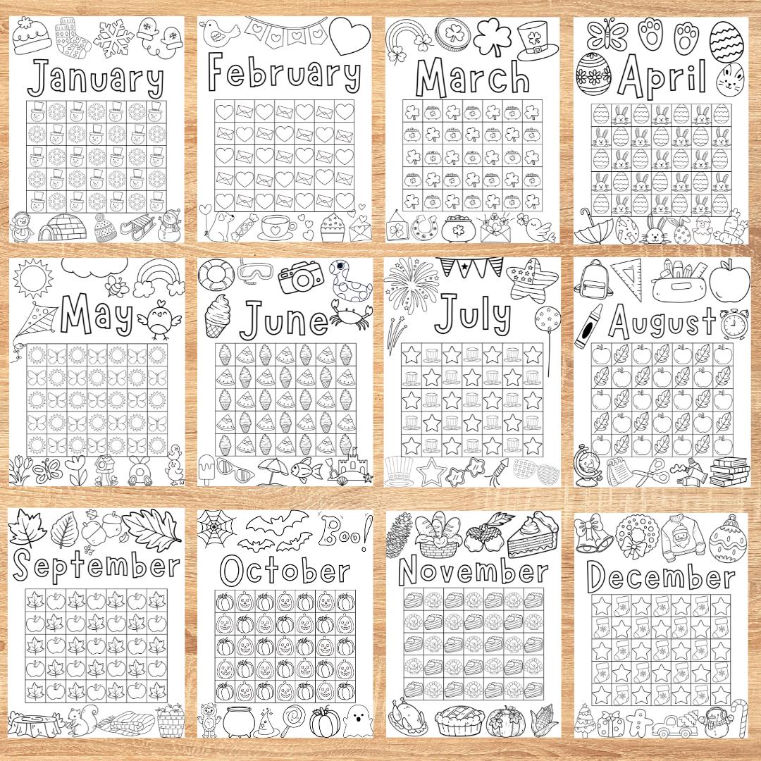 Reading Log Printable, Monthly Reading Tracker, Themed Kids Calendar ...