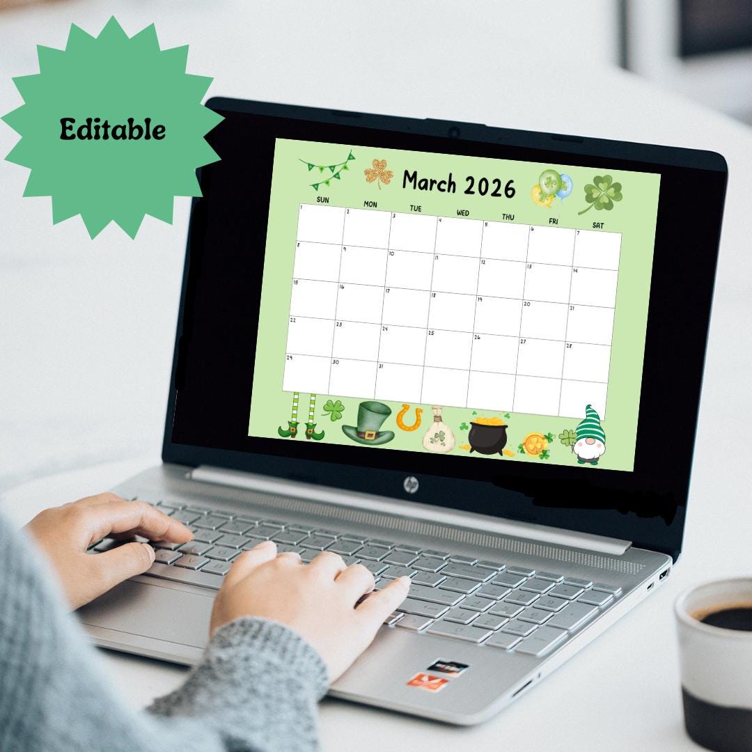 EDITABLE March 2026 Calendar Fillable Monthly Classroom Digital ...