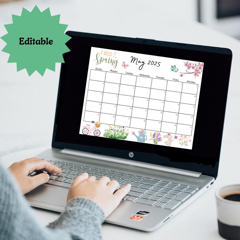 Editable May 2025 Calendar, Printable Fillable Digital Download, Office ...