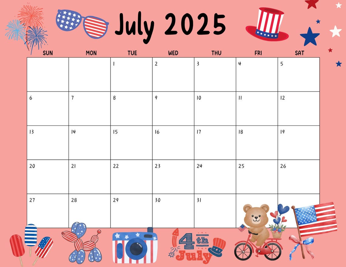 Editable July 2025 Calendar, Fillable Printable Planner Digital ...