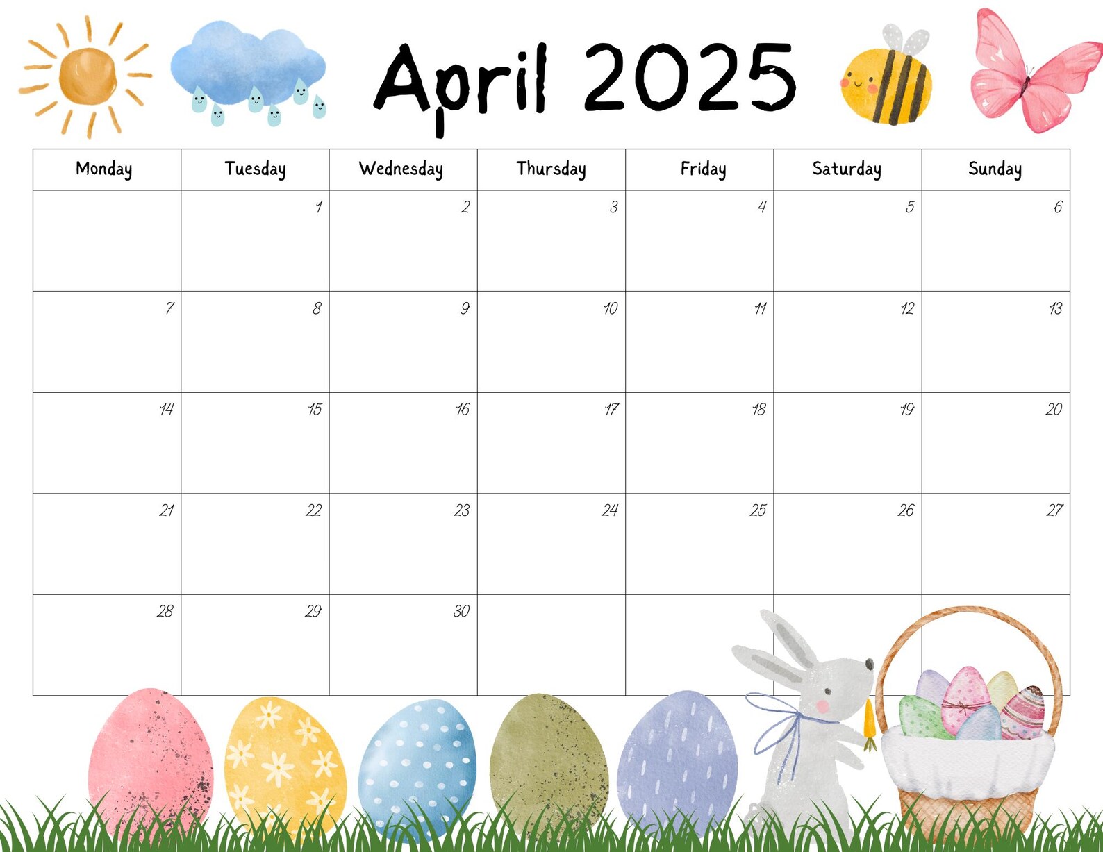 Editable April 2025 Calendar, Fillable Printable Activity Planner ...
