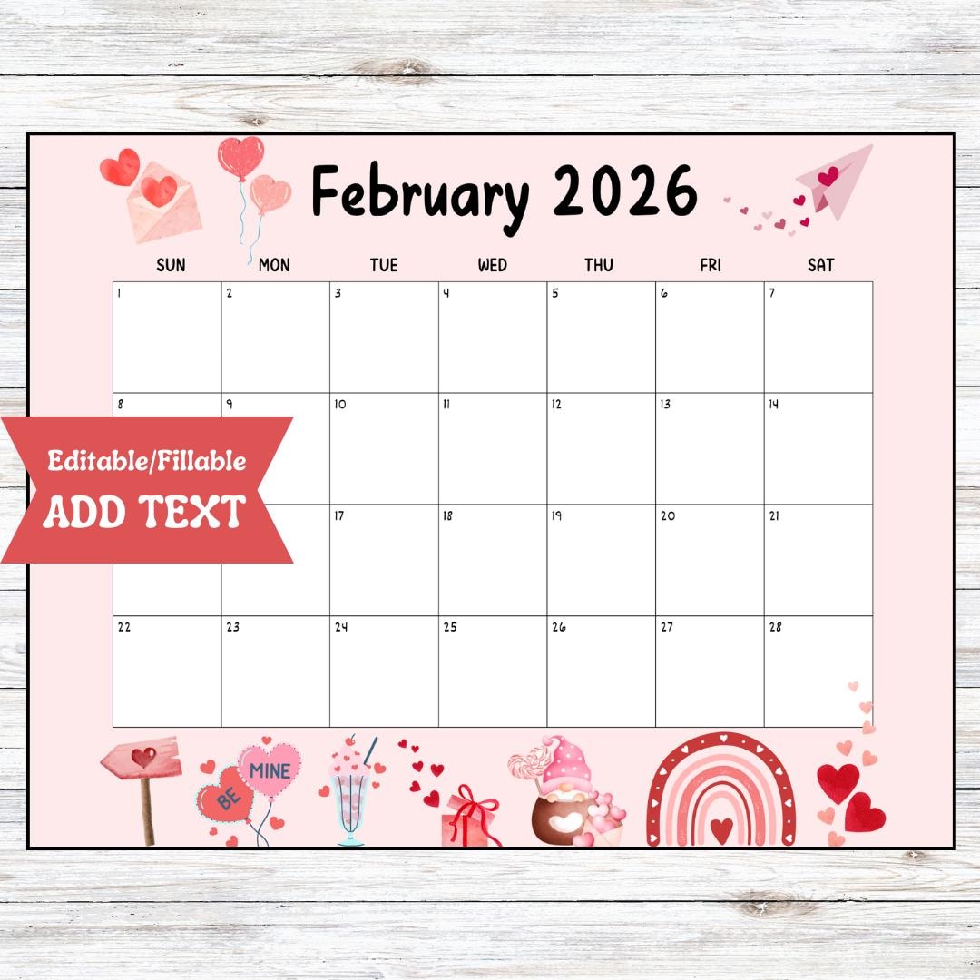 Editable February 2026 Calendar Printable, Activity Planner, Classroom ...