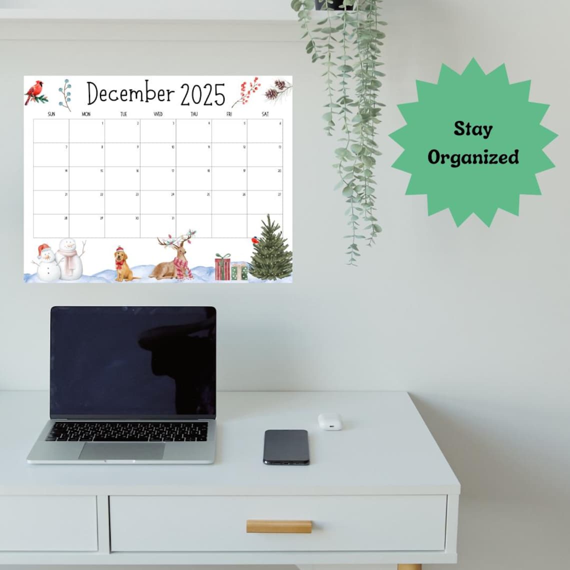 Editable December 2025 Calendar, Christmas Countdown, Fillable ...